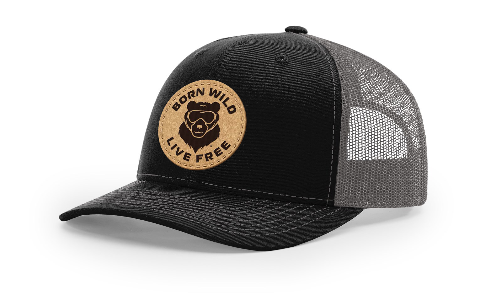 Born Wild Live Free Trucker Hat - Black/Charcoal