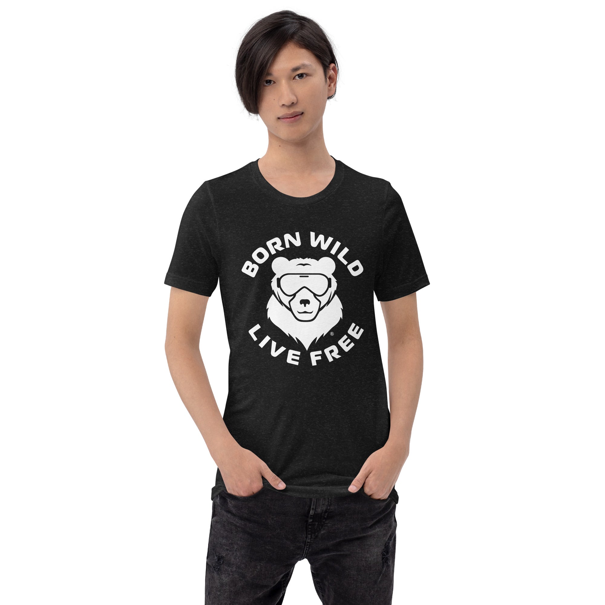 Born Wild Live Free Original Logo Tee - Black Heather